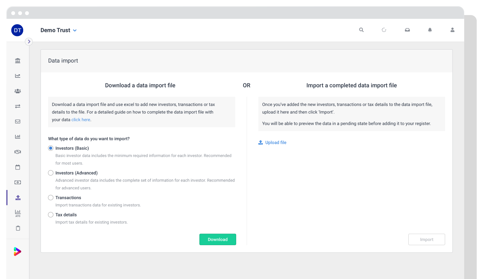 Data import – Registry Direct
