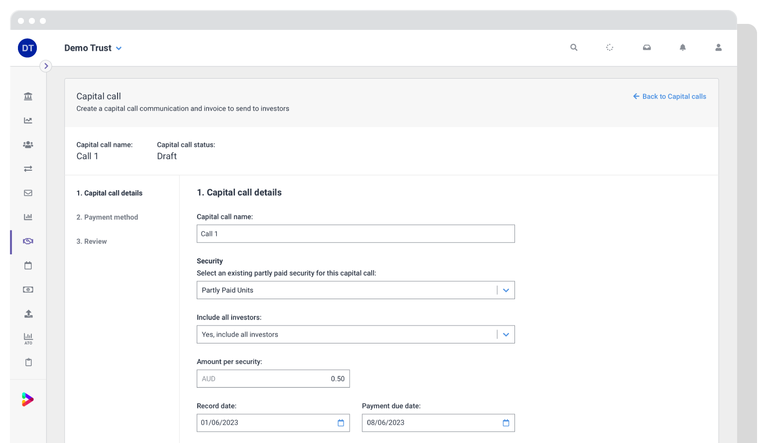 Capital calls – Registry Direct